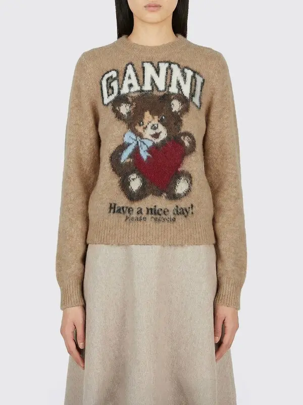 GANNI Graphic Knit Sweater - Camel