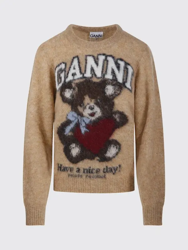 GANNI Graphic Knit Sweater - Camel