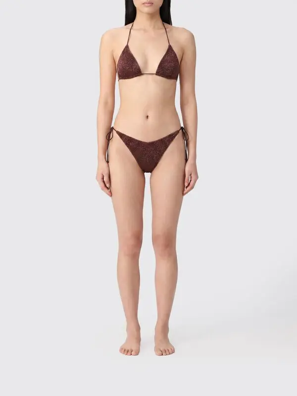 Oseree Metallic Triangle Bikini - Cocoa