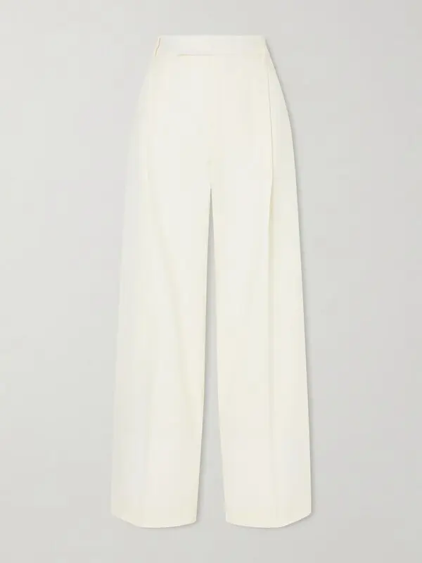 Maria Mcmanus Pleated Wool-blend Wide-leg Trousers - Neutrals