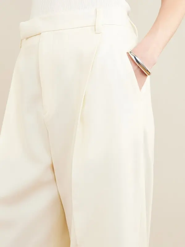 Maria Mcmanus Pleated Wool-blend Wide-leg Trousers - Neutrals
