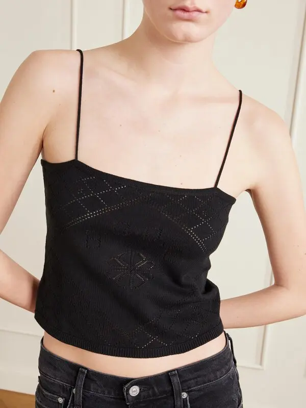 BODE Anisette Cropped Embroidered Cotton Tank Top