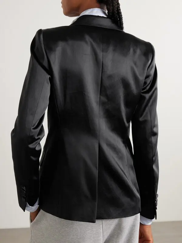 Dries Van Noten Double-breasted Cotton-blend Satin Blazer