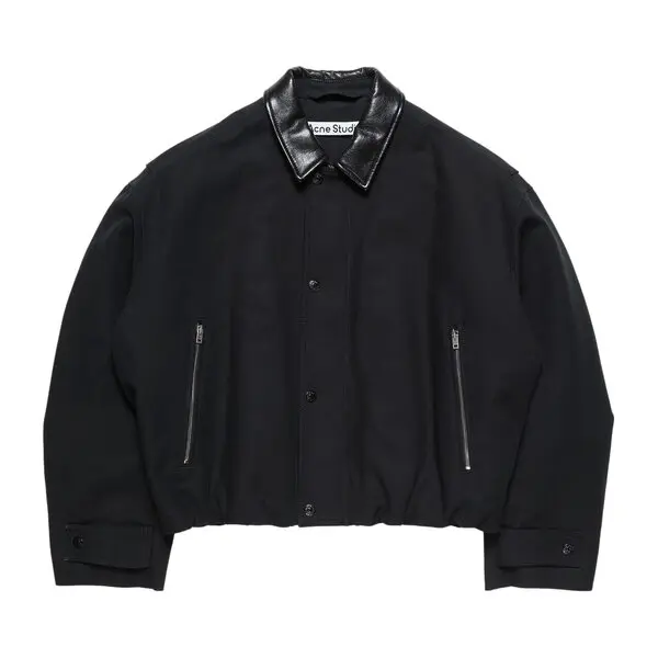 Acne Studios Cotton Zip Jacket With Leather Collar