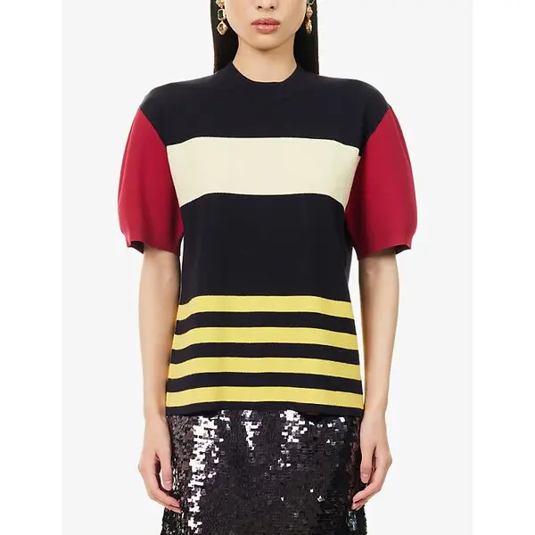 ZANKOV Dumas Contrast-stripe Wool-blend Top