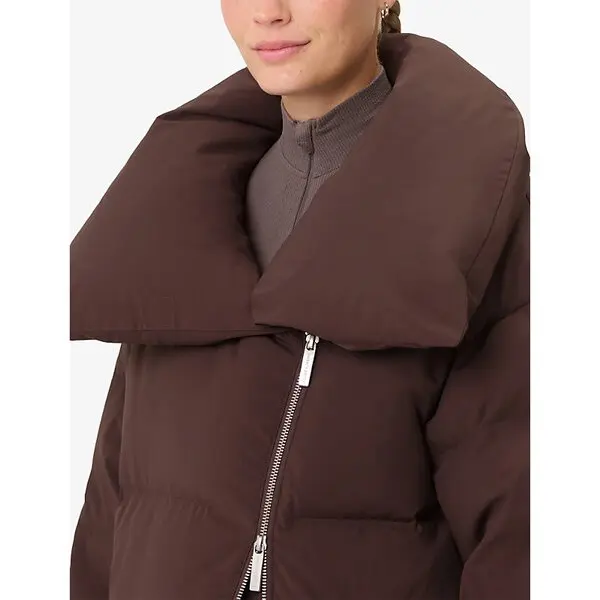 Sweaty Betty Nimbus Cloud Longline Shell-down Puffer Coat - Sable Brown
