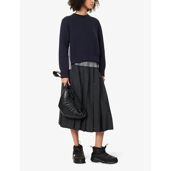 Sacai Striped Pleated Cotton-blend Sweatshirt