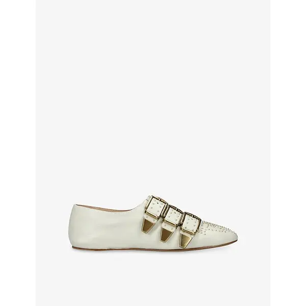 Chloé Susan Buckled Flat Leather Pumps