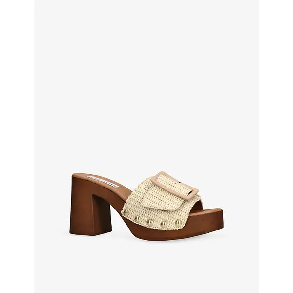 Steve Madden Marlena Heeled Raffia Sandals - Beige