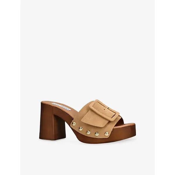 Steve Madden Marlena Platform Heeled Suede Sandals - Mid Brown