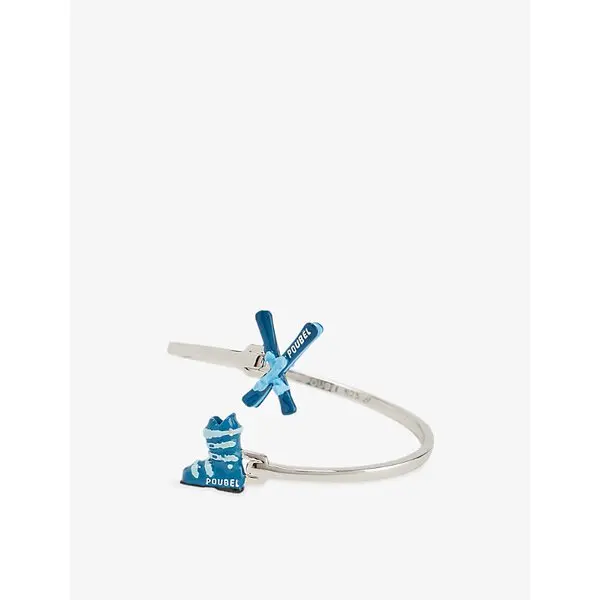 POUBEL Skis And Ski Boot Enameled Bangle - Silver Blue