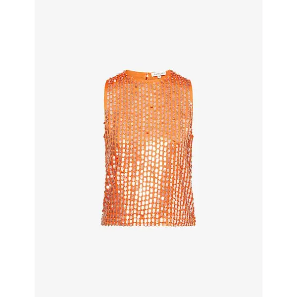 ZANKOV Eleanor Sequin-embellished Silk Vest Top
