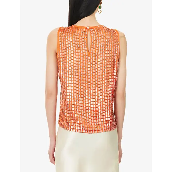 ZANKOV Eleanor Sequin-embellished Silk Vest Top