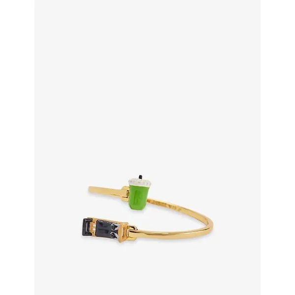 POUBEL 14ct Gold-plated Sterling Silver Enamelled Bangle - Gold Green Black