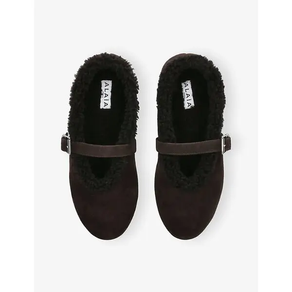Alaïa Shearling-trim Suede Ballet Flats