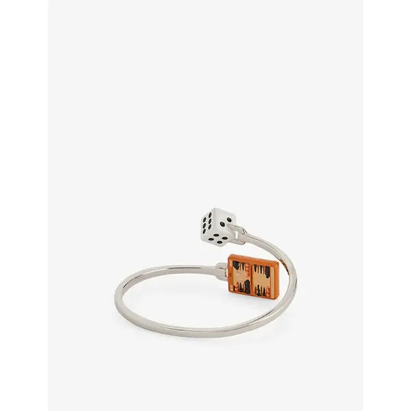 POUBEL Sterling Silver Dice And Backgammon Bangle