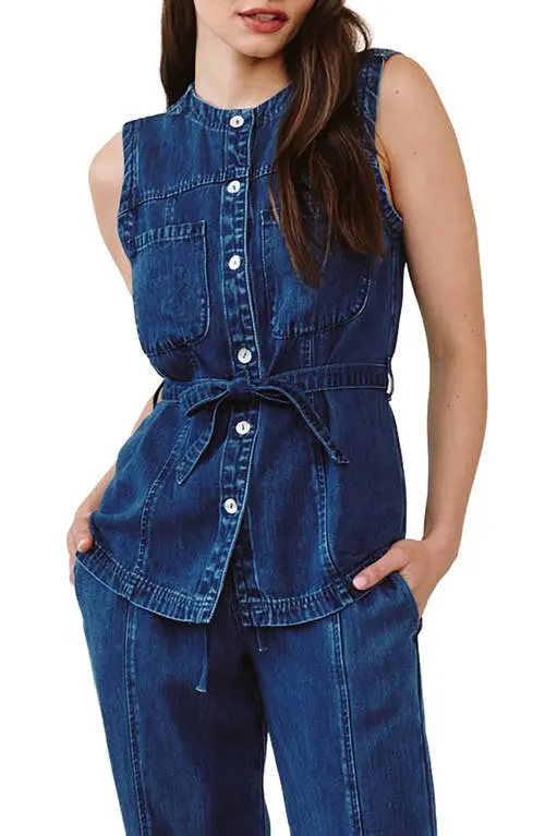 Bella Dahl Seamed Belted Chambray Vest