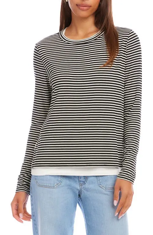 Karen Kane Striped Layered Top With Side Slits