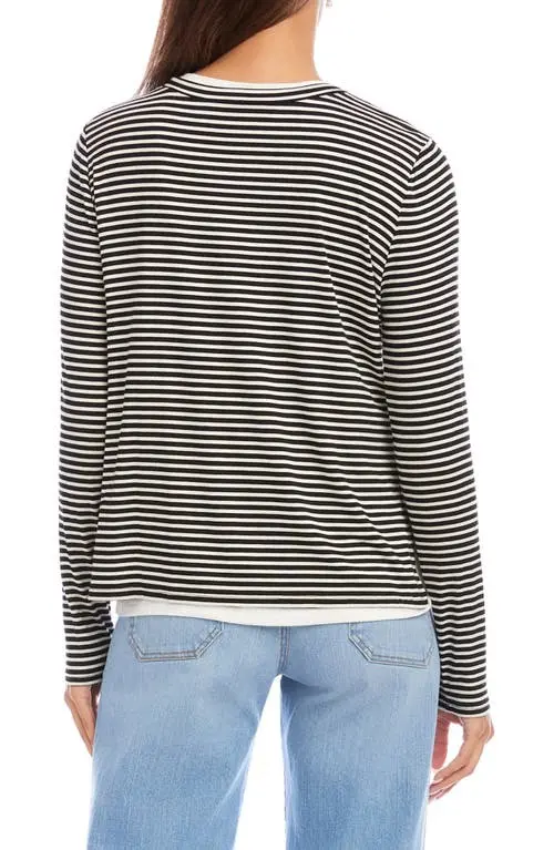 Karen Kane Striped Layered Top With Side Slits
