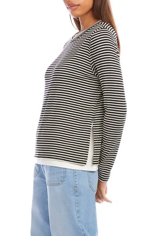 Karen Kane Striped Layered Top With Side Slits