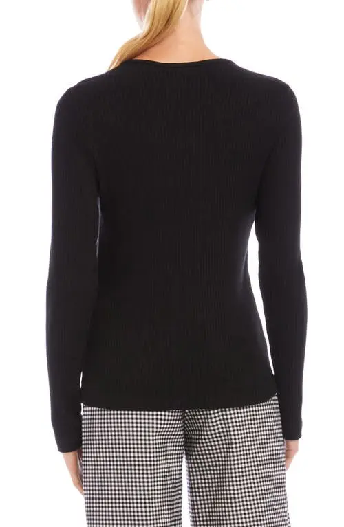 Karen Kane Rib Knit Half Placket Top