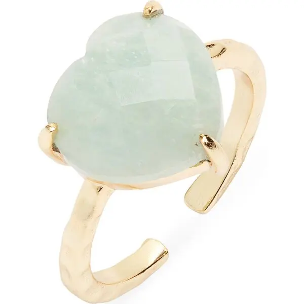 KIARA BY KI-ELE Kelsie Heart Amazonite Cuff Ring - Gold
