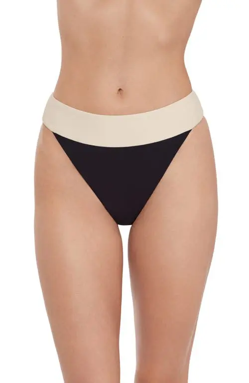 Steve Madden Banded High-leg Bikini Bottoms - Black/ivory