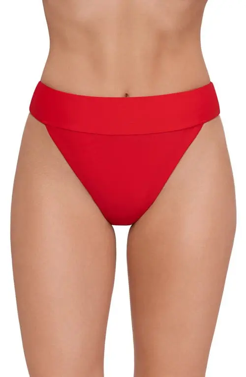 Steve Madden Banded High-leg Bikini Bottoms - Cherry Red