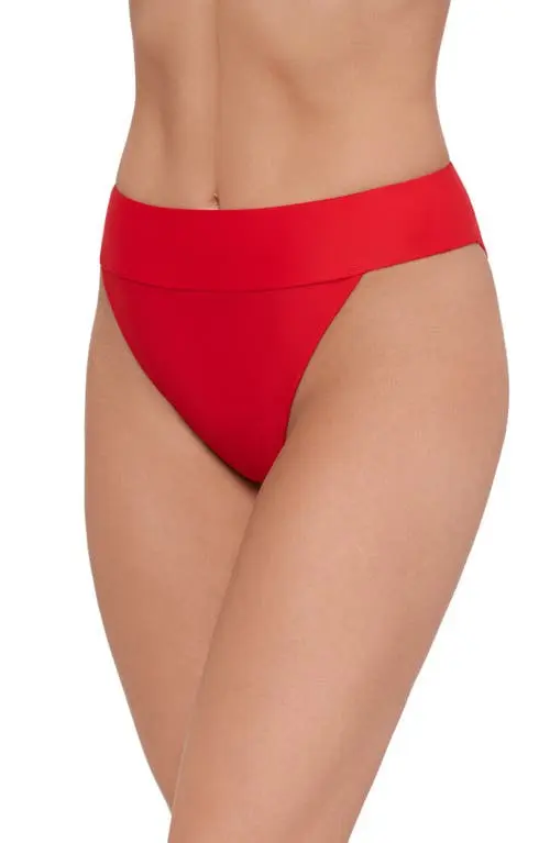 Steve Madden Banded High-leg Bikini Bottoms - Cherry Red