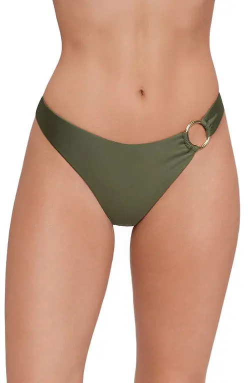 Steve Madden Scoop Front Ring Hipster Bikini Bottoms - Olive