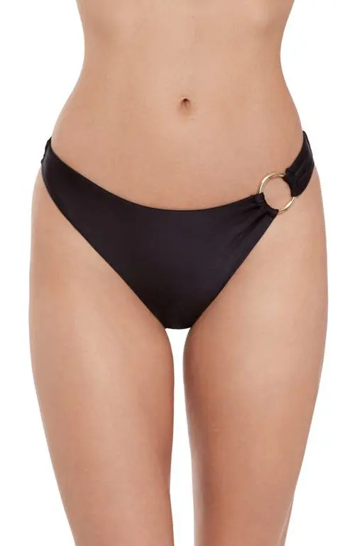 Steve Madden Scoop Front Ring Hipster Bikini Bottoms - Raven Black