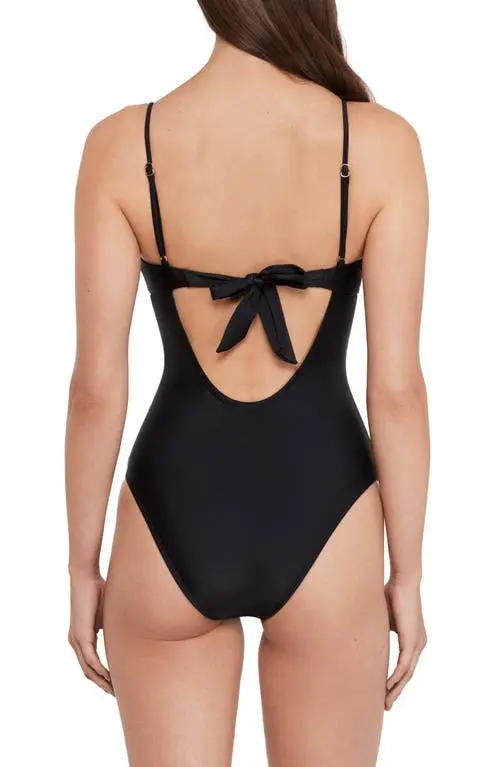 Steve Madden Cutout One-piece Swimsuit With Tie Back - Raven Black
