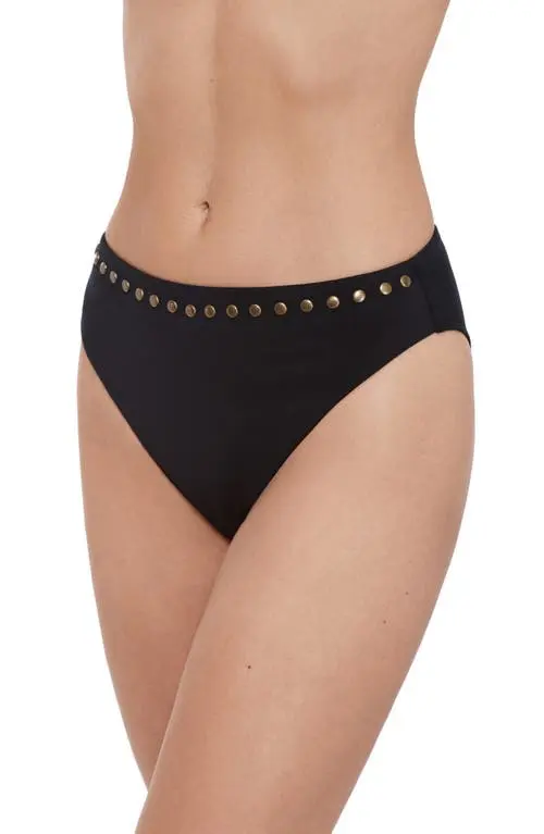 Steve Madden Studded High-cut Bikini Bottom - Black