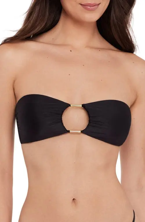 Steve Madden Beaded Cutout Strapless Bikini Top - Raven Black