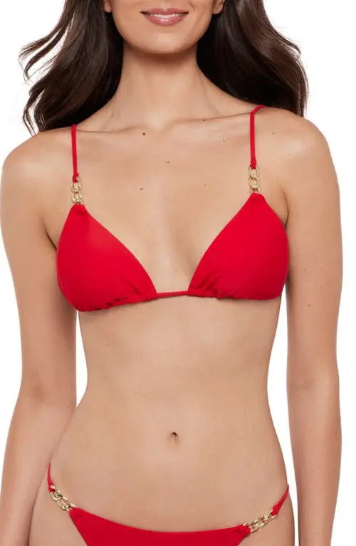 Steve Madden Chain Detail Triangle Bikini Top - Cherry Red