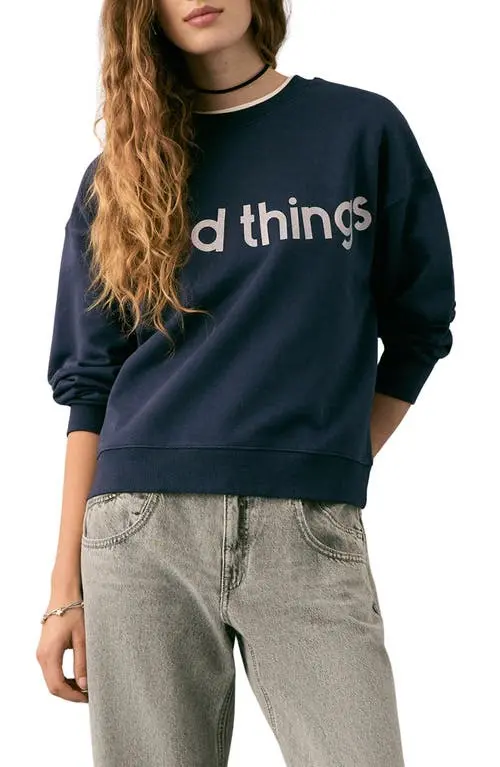 Mango Glitter Message Cotton Sweatshirt