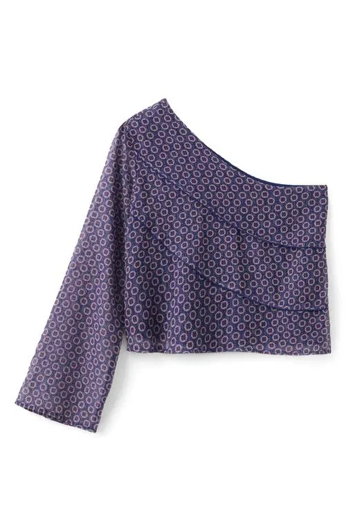 Mango Scarf Print One-shoulder Top