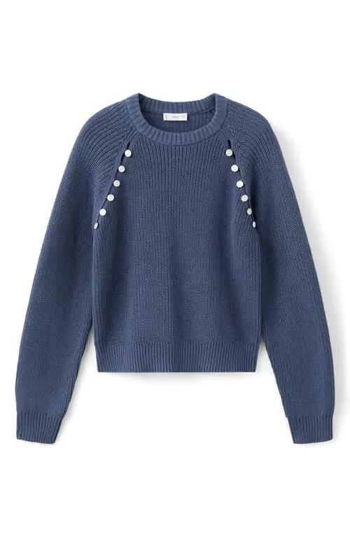 Mango Button Detail Crop Sweater