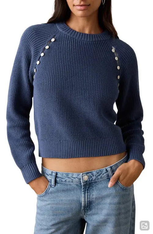 Mango Button Detail Crop Sweater