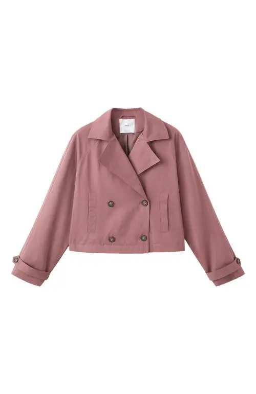 Mango Double-breasted Cropped Jacket - Pink