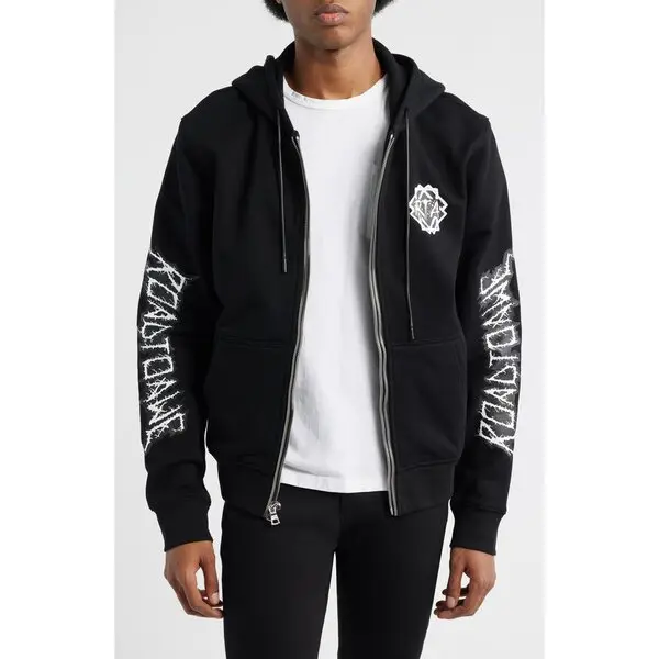 RtA Oversized Zip Hoodie With Metal Details - Black Metal Road To Awe