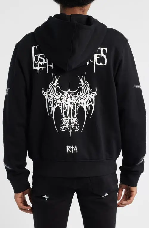 RtA Oversized Zip Hoodie With Metal Details - Black Metal Road To Awe