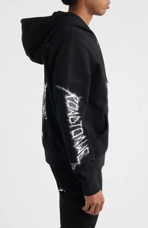 RtA Oversized Zip Hoodie With Metal Details - Black Metal Road To Awe