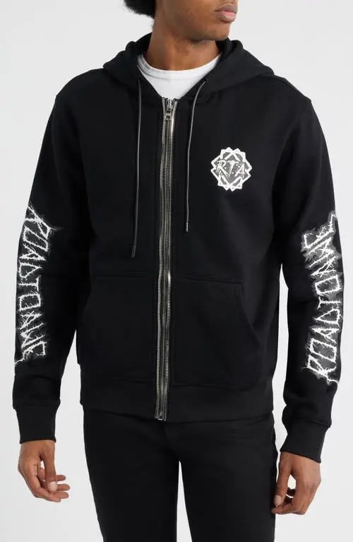 RtA Oversized Zip Hoodie With Metal Details - Black Metal Road To Awe