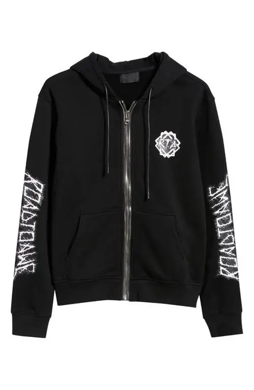 RtA Oversized Zip Hoodie With Metal Details - Black Metal Road To Awe