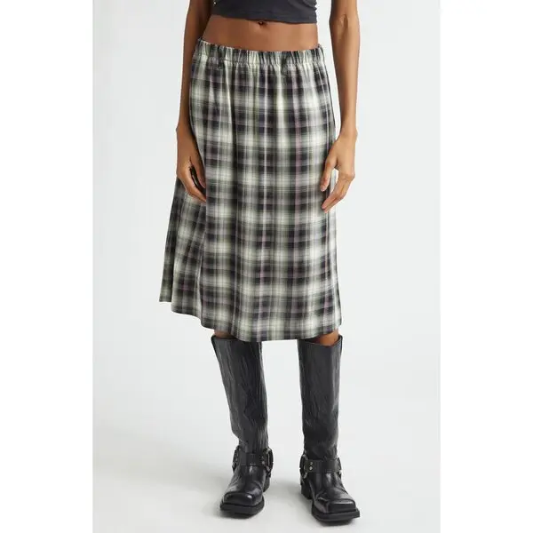 Acne Studios Izetta Check Midi Skirt - Black/green