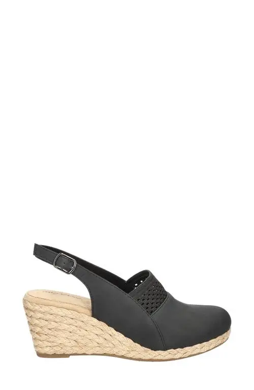 EASY WORKS BY EASY STREET Aloha Espadrille Wedge Slingback Pumps - Black