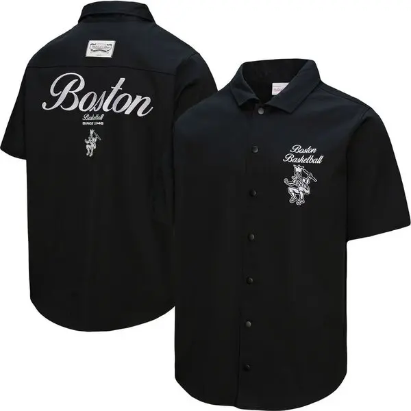 Mitchell & Ness Boston Celtics Hardwood Classics Camp Shirt - Black