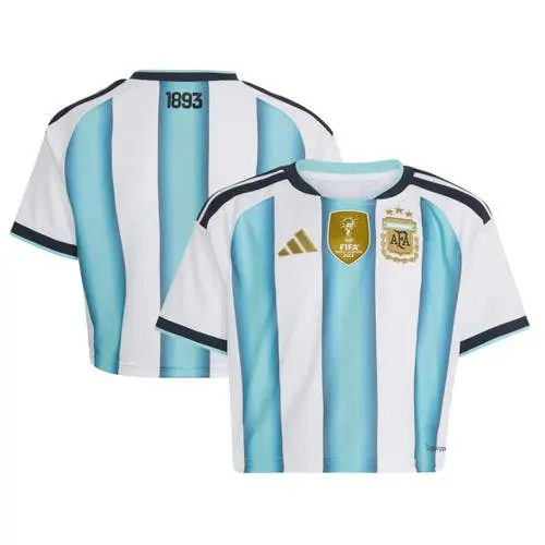 Adidas Argentina National Team Fifa X World Cup 2022 Winners Home Cropped Replica Jersey - White