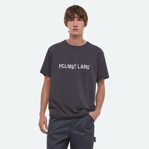 Helmut Lang Crumpled Logo Tee - Slate Blue